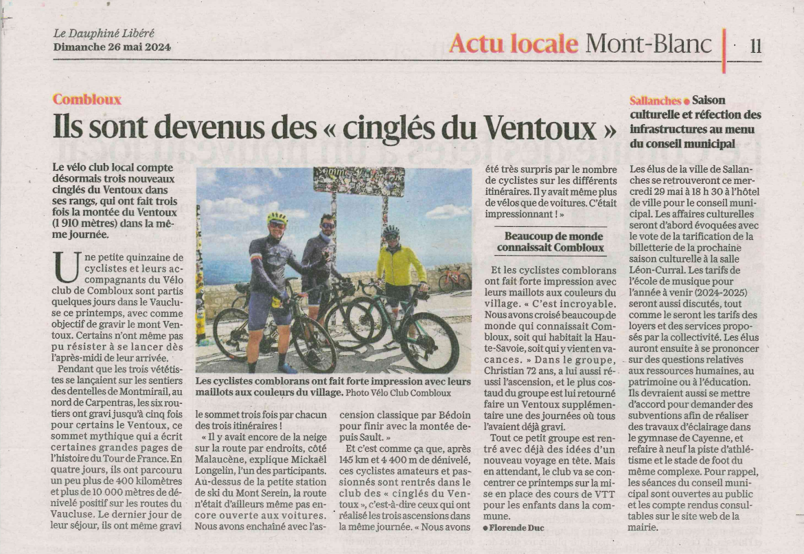 A propos du club – VELO CLUB COMBLOUX